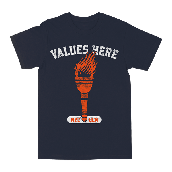 Values Here "Torch" Navy T-Shirt - Deathwish Inc
