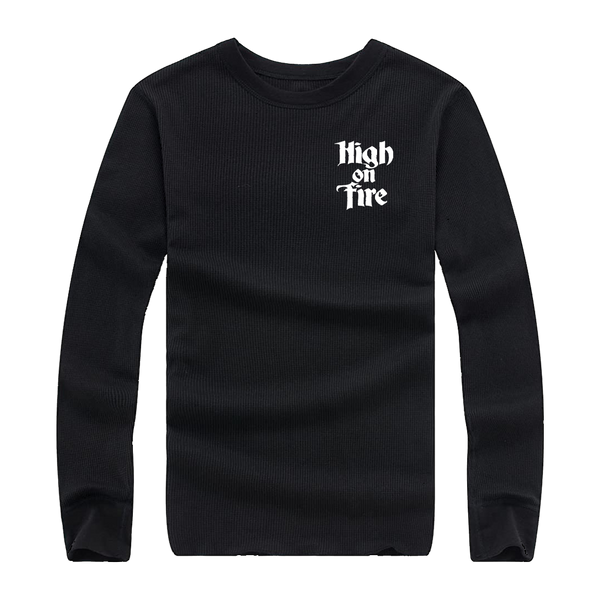 High On Fire “Logo: White” Black Thermal Longsleeve - Deathwish Inc