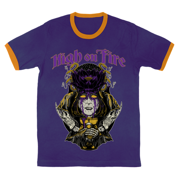 High On Fire “Black Lotus” Purple / Gold Ringer T-Shirt - Deathwish Inc